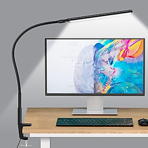 ODOM LED Desk Lamp, Swing Arm Table Lamp with Clamp, Flexible Gooseneck Reading Lights, Eye-Care Architect Task Lamp, 3 Color 10 Brightness Modes Desk Light for Home Office, Reading, Study, Dorm
