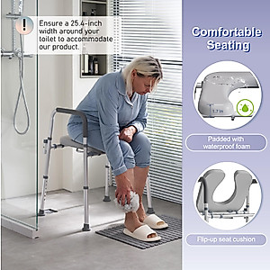 Eillion Raised Toilet Seat with Handles for Elderly Toilet Seat Risers for Seniors, Bedside Toilet Chairs for Seniors with Arms, Adjustable Height Handicap Toilet Seat with Handles over Toilet, 400lbs