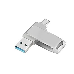 MXJSZZ 128GB USB Flash Drive for Phone, Dual USB to USB C Memory Stick 128GB, High-Speed Transfer Type-c Thumb Drive for iPad Pro, Mac pro, Samsung Galaxy, PC (Silvery)