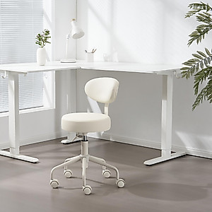 DR.LOMILOMI Swivel Rolling Hydraulic Height Adjustable Stool 503 for Clinic Nursing Spas Beauty Salons Dentists Home Office (Standard, with Backrest, Black)