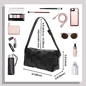 Nileric Woven Bag, Hobo Bags Handmade Women's Shoulder Handbags Purses Beach Totes PU Leather Tote Bag with Zipper for Women