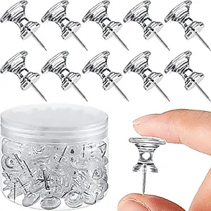 60 Pieces Giant Push Pins Big Thumb Tacks Large Tacks Jumbo Pins Steel Point 1 Inch Plastic Heads Pins Marking Pins for Cork Board (Transparent)