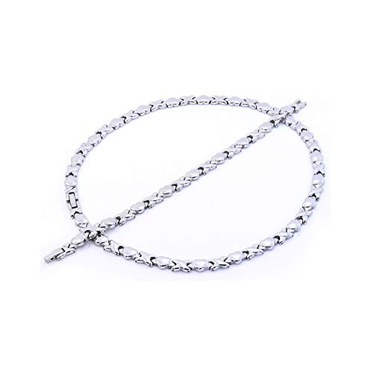 SPARKLE XOXO Silver Tone Hugs and Kisses Stainless Steel Stampato Necklace and Bracelet Set