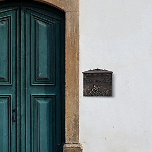 Yoocabinet Mailbox Wall Mount,Large Capacity Locking Mailbox for Outside, Rust-Proof Aluminum Hanging Secured Postbox, Security Key Drop Box,15.35 "x 16.14 "x3.54 Retro Horses