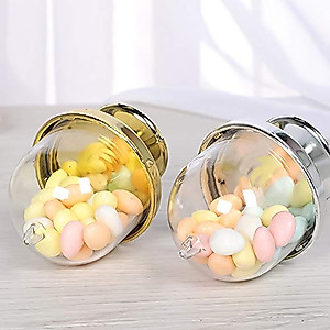 BILLIOTEAM 16 Packs Plastic Mini Cake Stand with Dome, Mini Cupcake Stand Plate with Lid, Cake Stand Candy Box Bulk for Wedding, Birthday, Baby Shower, Tea Party Supplies (Gold and Silver)