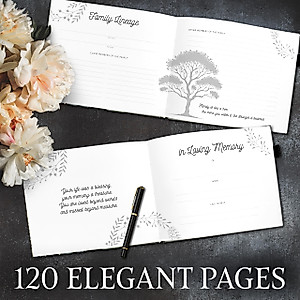Elegant Black Funeral Guest Book, 10 x 8 Inches 120 Pages Guest Book for Funeral, 360 Entries Guest Book for Funeral and Memory, Memorial Service Guest Book with Pen and Sign, Memorial Guest Book