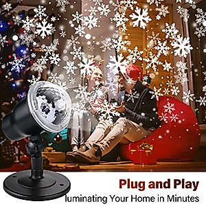 Christmas Snowflake Projector Lights Outdoor Led Snowfall Show with Remote Control Waterproof Landscape Decorative Lighting for Christmas Holiday Party Wedding Garden Patio