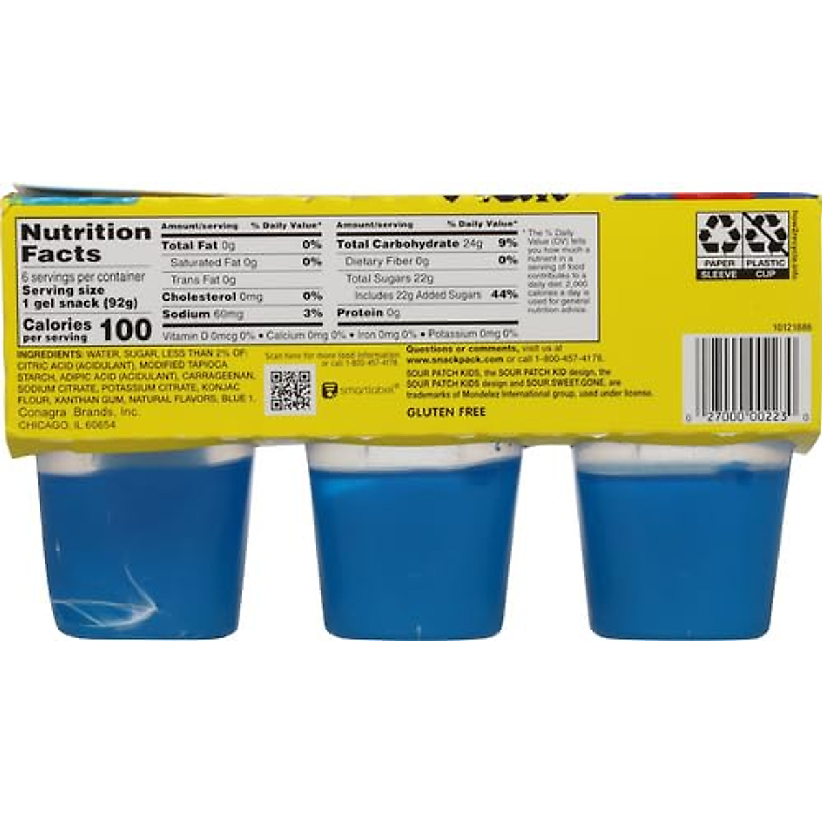 Snack Pack Sour Patch Kids Juicy Gels, Blue Raspberry, 3.25 oz 6 ct, 3.25 oz