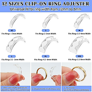 Eiito Ring Sizers for Loose Rings Invisible Ring Size Adjuster, Ring Guards for Loose Rings Fit Any Rings, 2 Styles,Insert and Spiral Ring Adjuster(16pcs)