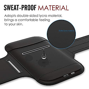 MoKo Phone Armband, Water Resistant Running Cell Phone Armband with Key Holder Adjustable Band Compitable with iPhone 11 Pro, X, Xs, 8, 7, 6, 6s, 5s, 5c, SE, 5, 4S,4 for Walking Fitness, Black