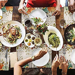 Fall Eucalyptus Leaves Thanksgiving Placemat for Dinning Table Placemat Set of 6-Cotton Linen Waterproof Table Mat Pumpkins Harvest Sunflowers Floral Place Mat Rustic Farmhouse Holiday Dinner Decor