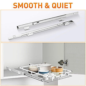 Tksrn Pull Out Cabinet Organizer, Heavy Duty Slide Out Pantry Shelves, Sliding Drawer Storage For Bathroom, Kitchen, Home, 15" W x 21" D, Chrome Finish（NEED 16" W and 22" D Cabinet）