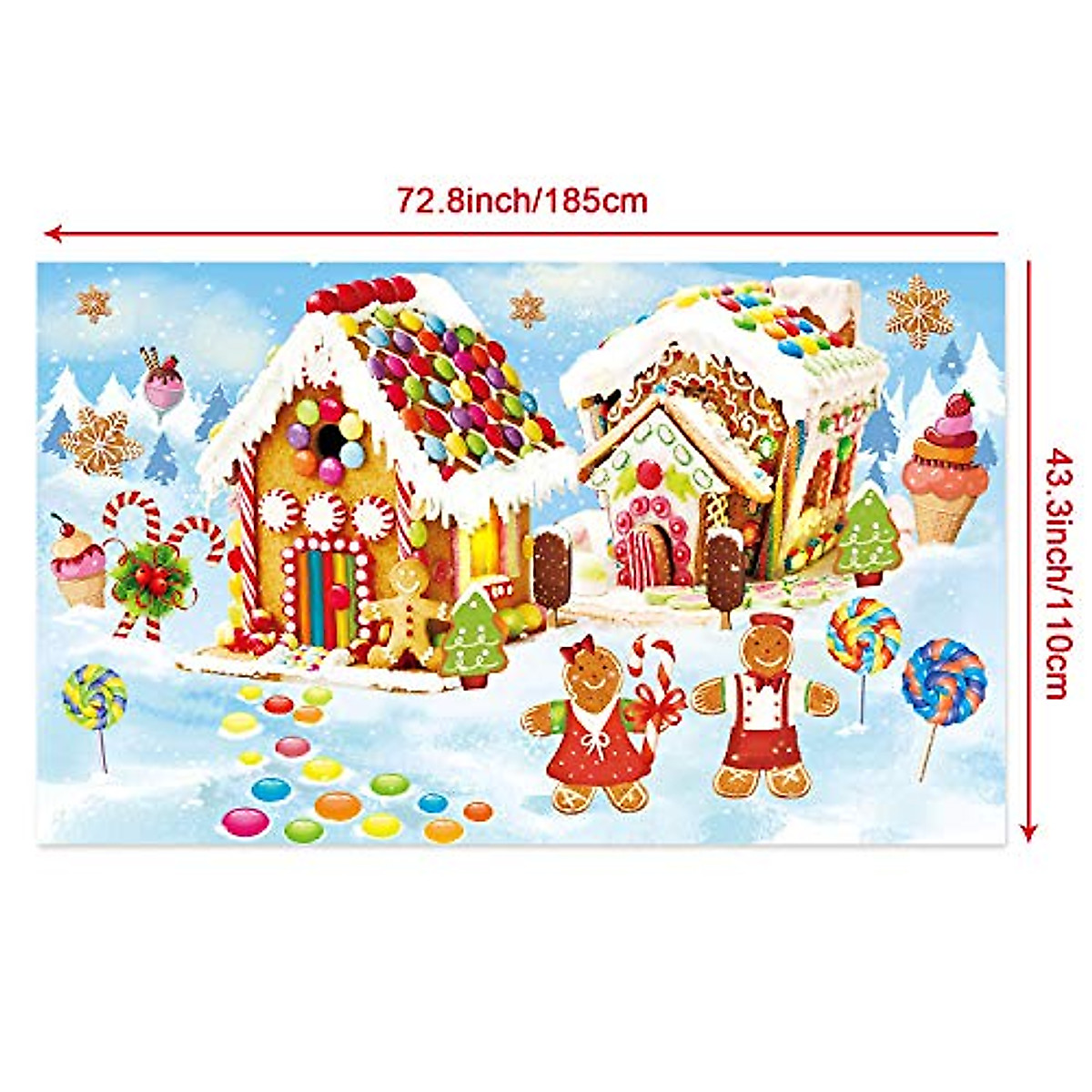 Christmas Wall Decorations Gingerbread Photography Backdrops Large Fabric Sweet Holiday Scene Banner for Winter Christmas Party Photo Booth Props Background Banner