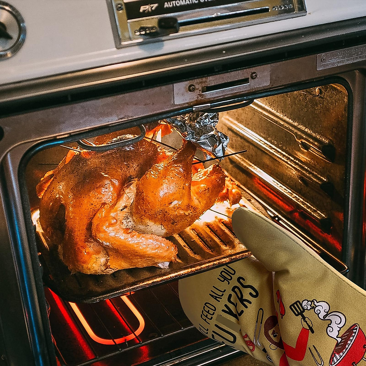 Miracu Funny Oven Mitts, Gifts for Chefs, Cooking BBQ Oven Mitt - Unique Cooking Gifts for Cooks Dad Brother Him - Funny Kitchen Gadgets, Manly Fathers Day, Housewarming, Grilling Chef Gifts for Men