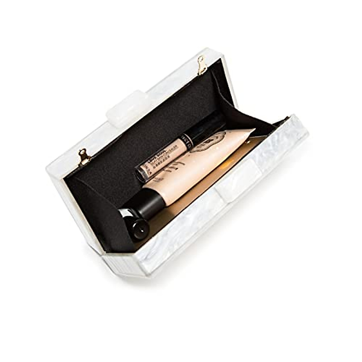 Bride Clutch Purse Acrylic MRS Evening Bag Handbag for Women Wedding Day Bridemaid Party Dinner Prom White