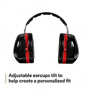 3M H10A Peltor Optime 105 Over the Head Earmuff, Ear Protectors, Hearing Protection, NRR 30 dB,Black, Red