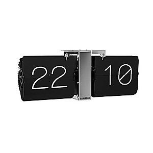 Karlsson Flip Clock No Case Black, Chrome Stand, Steel, 8.5 x 36 x 14 cm
