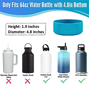 GLINK Bottle Boot, Compatible with Hydro Flask 2.0 Wide Mouth 64 oz Water Bottle and Others, Protective Silicone Bottom Sleeve Cover, Anti-Slip Flex Boot with Diamond Texture (Laguna)