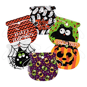 Amosfun 72pcs Halloween Drawstring Treat Bags - Trick or Treat Party Goodie Bags Large Size Candy Bags Halloween Party Favors
