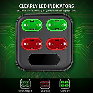 Charger for Xbox One Controller Battery Pack, Xbox One Battery Charger Station with 4x1200mAh Rechargeable Batteries, Xbox One Accessories Xbox Battery Pack for Xbox Series X|S/One S|X/One Elite