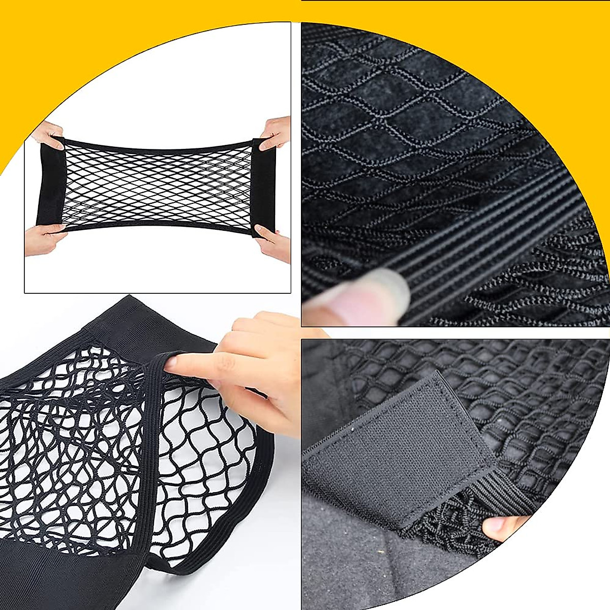 2 Pack Universal Mesh Cargo Net Car Storage Net, Universal Mesh Cargo Net for Car Trunk Storage, Wall Sticker Organizer Pouch Bag Storage, Mesh Organizers Fit for Cars, SUVs, Trucks(15.75 * 9.84 Inch)