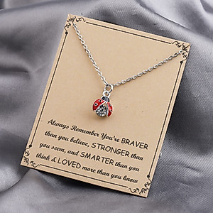 FUSTMW Ladybug Pendant Necklace Ladybug Gifts Jewelry Ladybug Necklace Charm Inspirational Gifts for Women (silver)