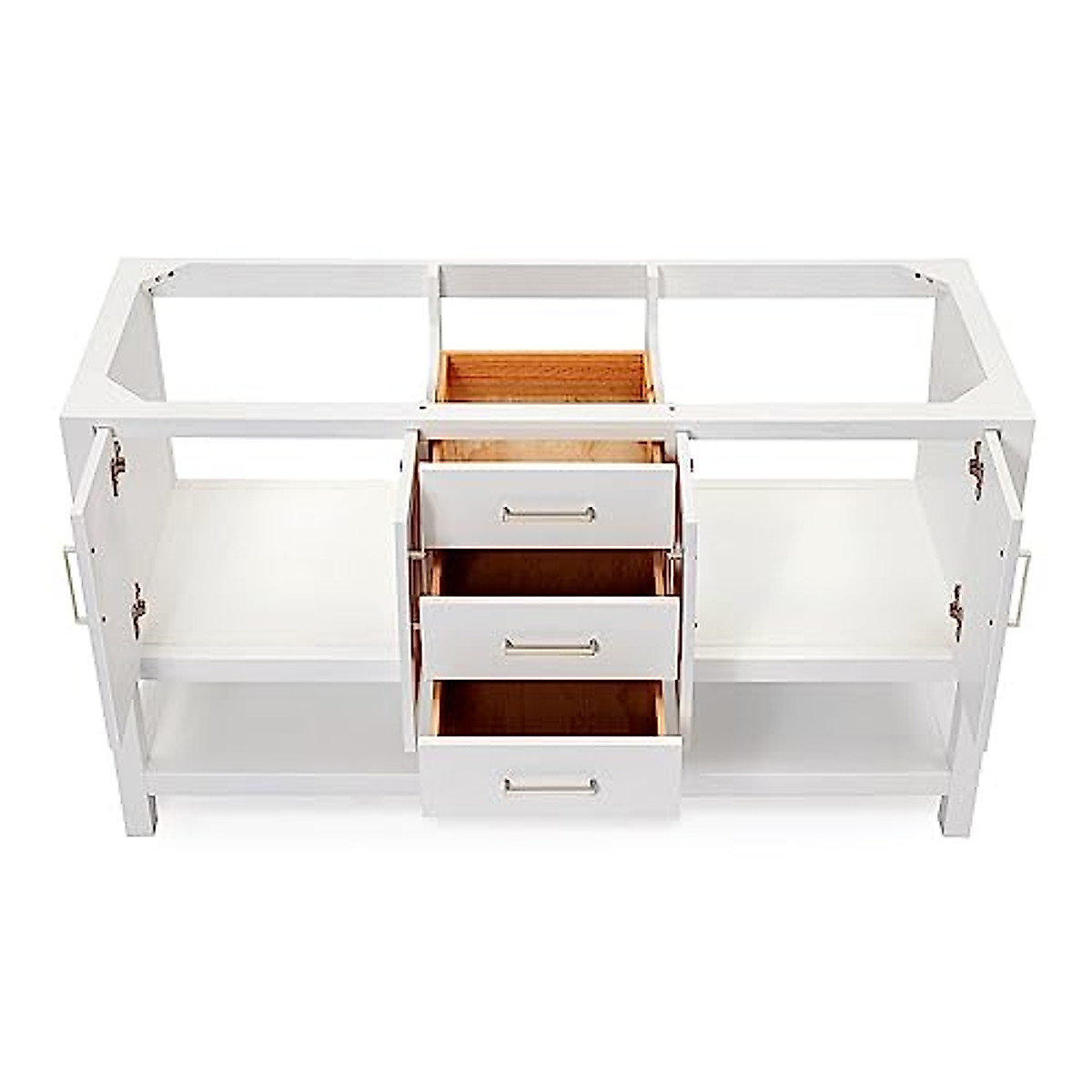 ARIEL Magnolia 60" Double Sink Base Cabinet in White