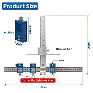 Quick-Set Cabinet Drilling Jig/Template for Easy Installation for Handles and Knobs on Doors and Drawer Fronts-Blue Stainless Steel.