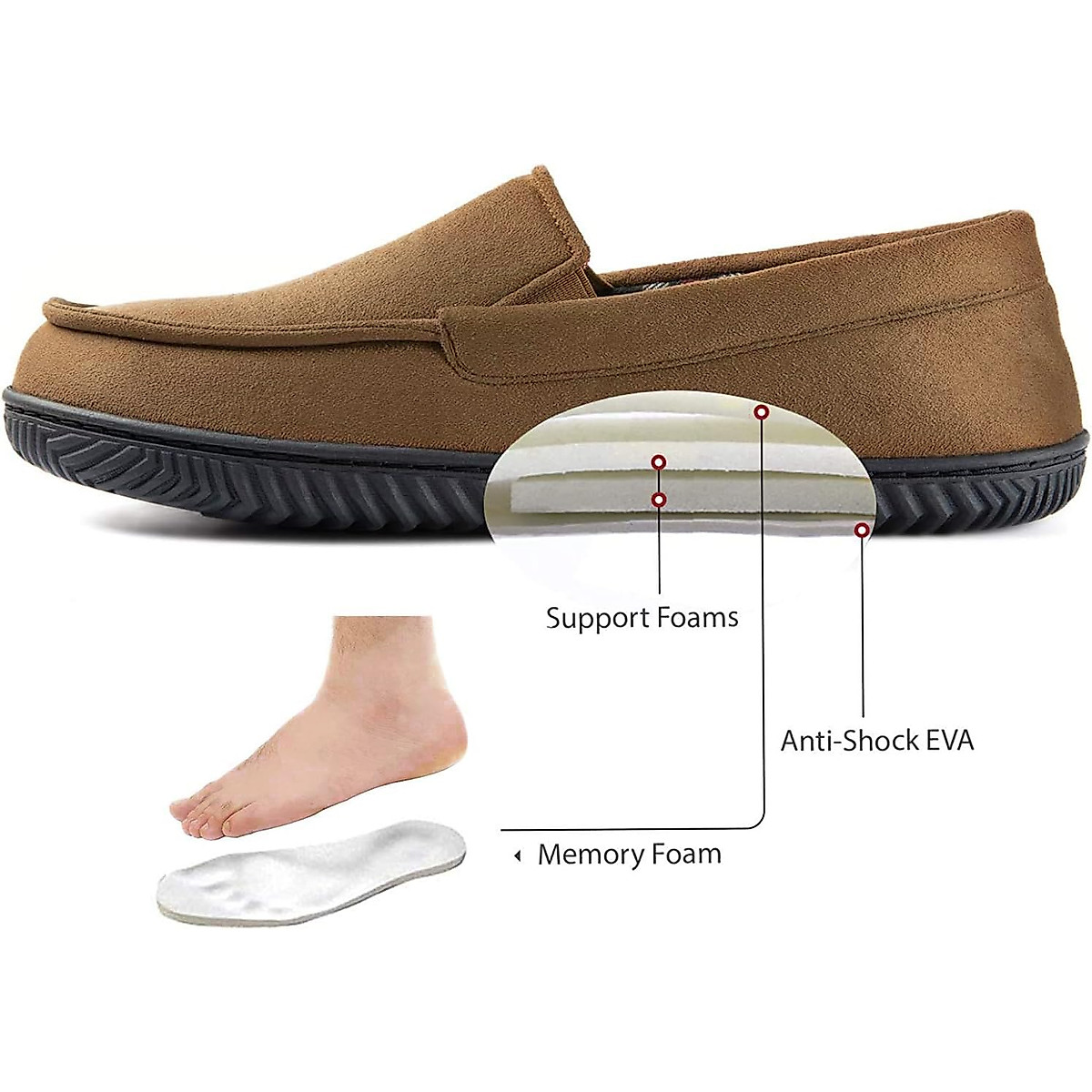 RockDove Men's Alexander Flannel Lined Loafer Slipper, Size 10 US Men, Coffee