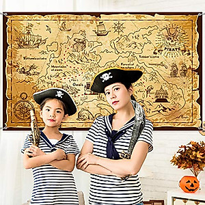 Pirate Treasure Map Backdrop Background Island Treasure Map Banner Nautical Wall Tapestry Hanging Decoration for Treasure Hunt Theme Party Birthday Party Photo Shooting Booth Props