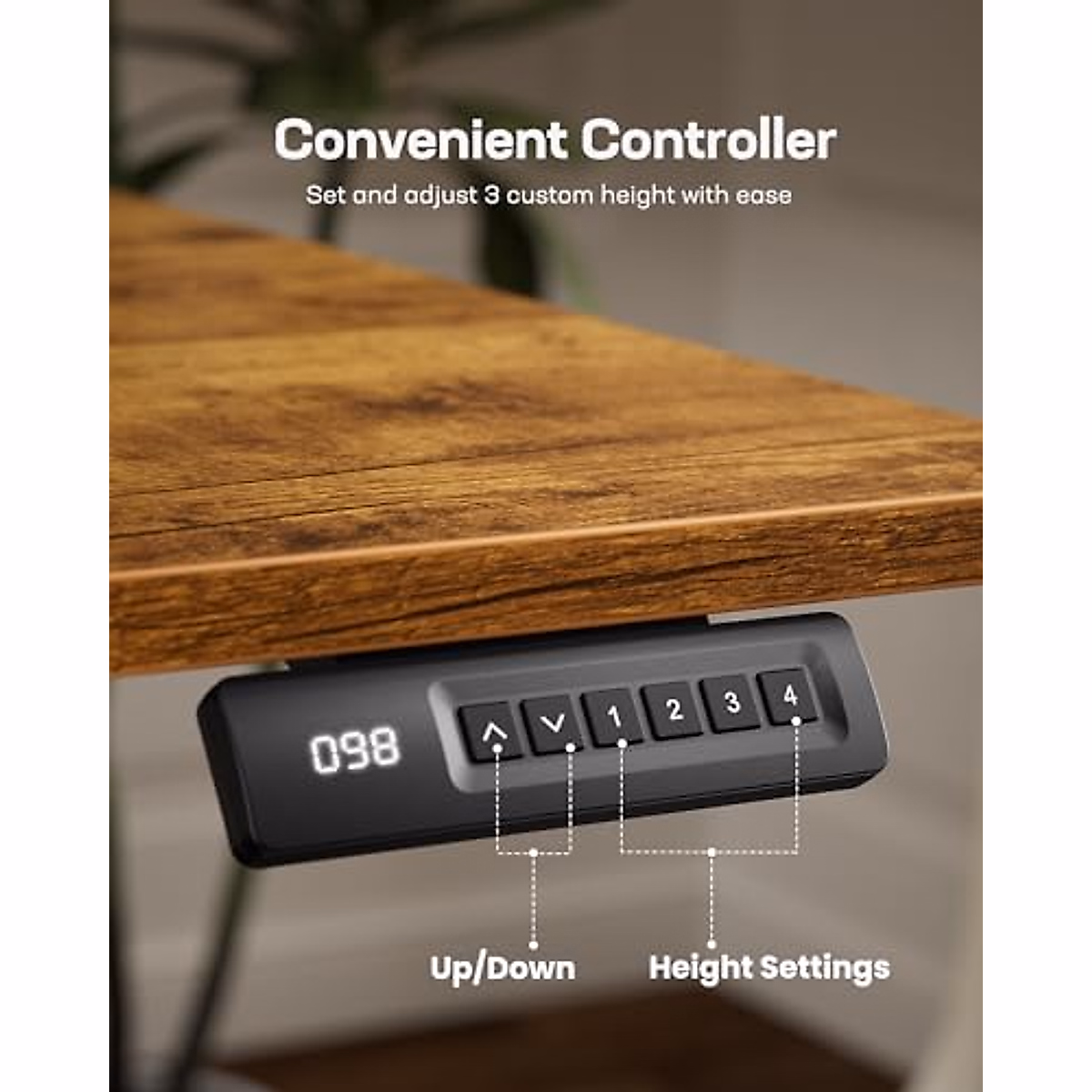 Marsail Electric Standing Desk,Adjustable Height Stand up Desk, 40 x 24 Inch Home Office Furniture Computer Desk, 4 Memory Preset with Headphone Hook, Cable Organizer, Rustic Brown