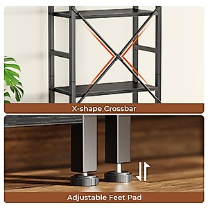 SUPERJARE Triple 4 Tier Bookshelf, Bookcase with 11 Open Display Shelves, Wide Book Shelf Book Case for Home & Office, Black