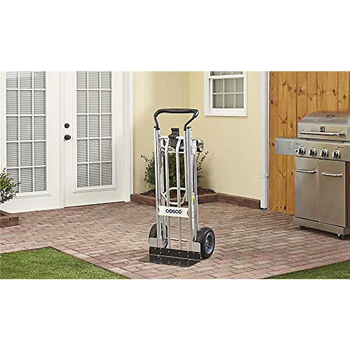 COSCO 12326ASB1E 3-in-1 Series Assisted Cart with Flat-Free Wheels Hand Truck, Black