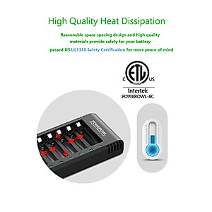 POWEROWL 8 Bay AA AAA Battery Charger, USB High-Speed Charging, Independent Slot, for Ni-MH Ni-CD Rechargeable Batteries, No Adapter