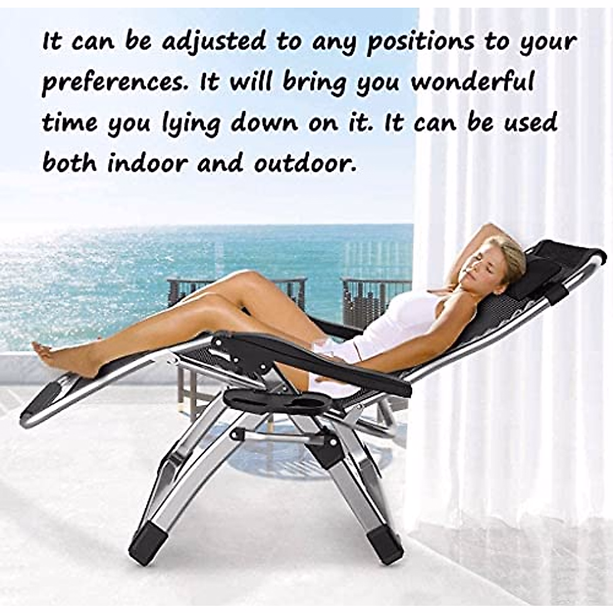 CZYSHP Cushion Zero Gravity Chairs Oversized Zero Gravity Chair for Heavy Duty People, Extra Wide Patio Recliner Sun Lounger for Beach Sunbathing, Support 440Lbs