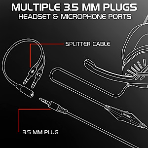 ENHANCE GX-H5 Gaming Headset with Microphone - Universal Gaming Headset for PS4, PS5, Xbox, PC, Switch with Adjustable Headband, Volume Controller, USB Sound-Isolating Earcups, Splitter Cable (Blue)
