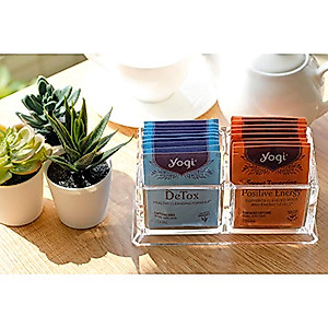 Oak Savanna Tea Bag Organizer Holder Caddy Small for Sugar Packet Coffee Condiment Storage Clear Acrylic for Kitchen Pantry Cabinet Airbnb Countertop Tabletop