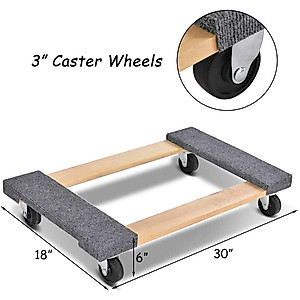 Goplus Furniture Moving Dolly, Heavy Duty Wood Rolling Mover with Wheels for Piano Couch Fridge Heavy Items, Securely Holds 1000 LBS (2 Packs)