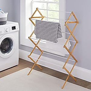 Deahun Mainstays Space-Saving Collapsible Bamboo Laundry Drying Rack