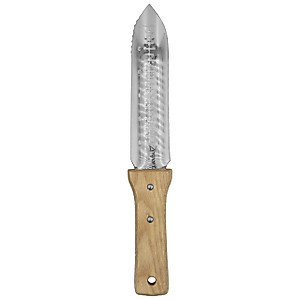 Zenport Soil Knife K248 ZenBori with Wood Handle, Sheath and Depth Measurement, Silver