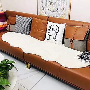 Rehert Luxury White Fluffy Rug, 2x6 Fluffy Shaggy Soft Faux Rabbit Fur Rug, Bedside Rugs Non Slip Rug, Throw Washable Rug