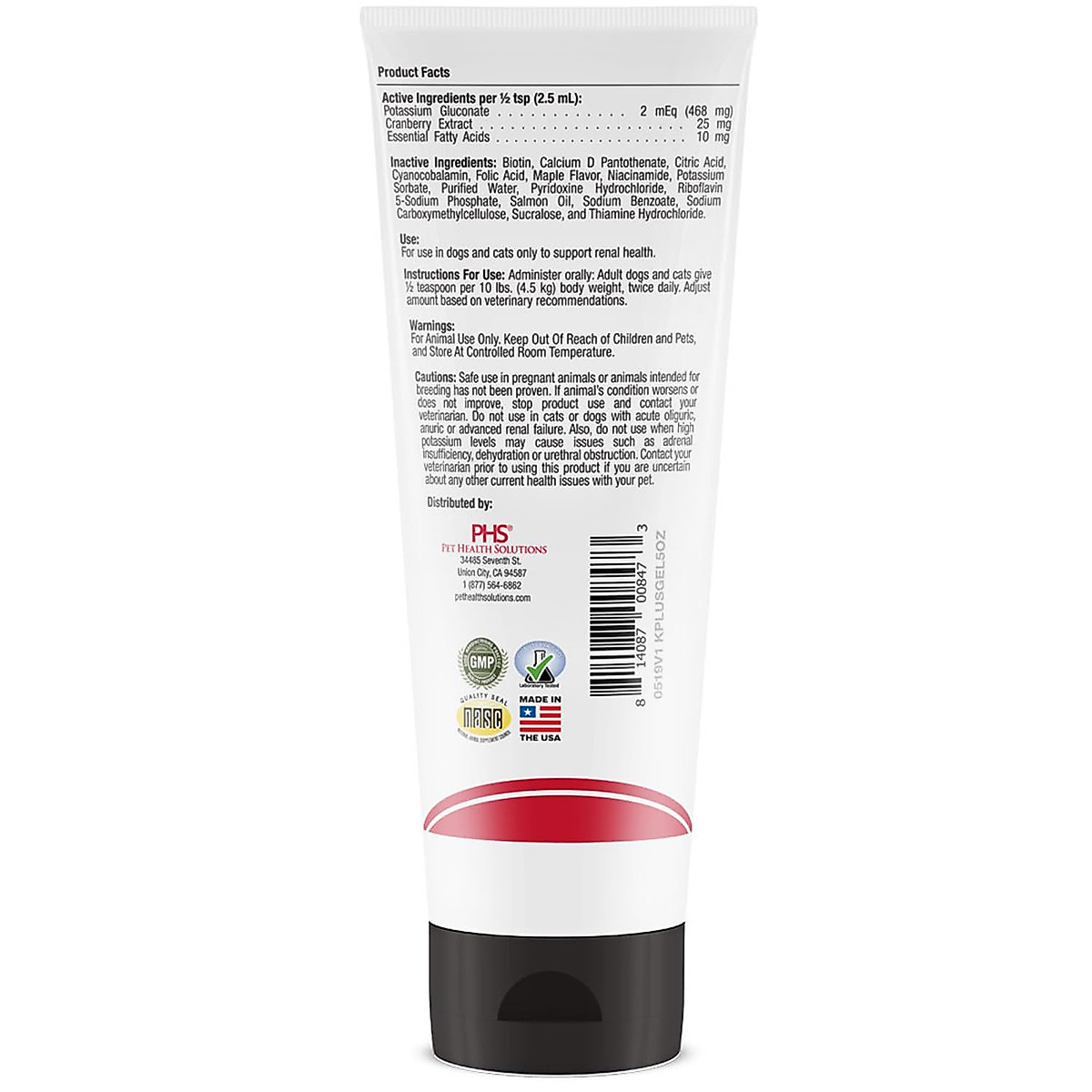 K-Plus Potassium Gluconate Renal Gel Plus Cranberry and EPA for Dogs and Cats - Veterinarian Approved Renal Supplement - Supports Potassium Balance - (6 Pack, Gel)