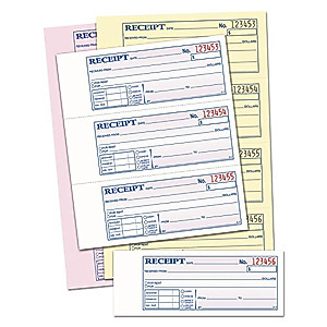 Adams TC1182 Receipt Book, 7 5/8 x 11, Three-Part Carbonless, 100 Forms