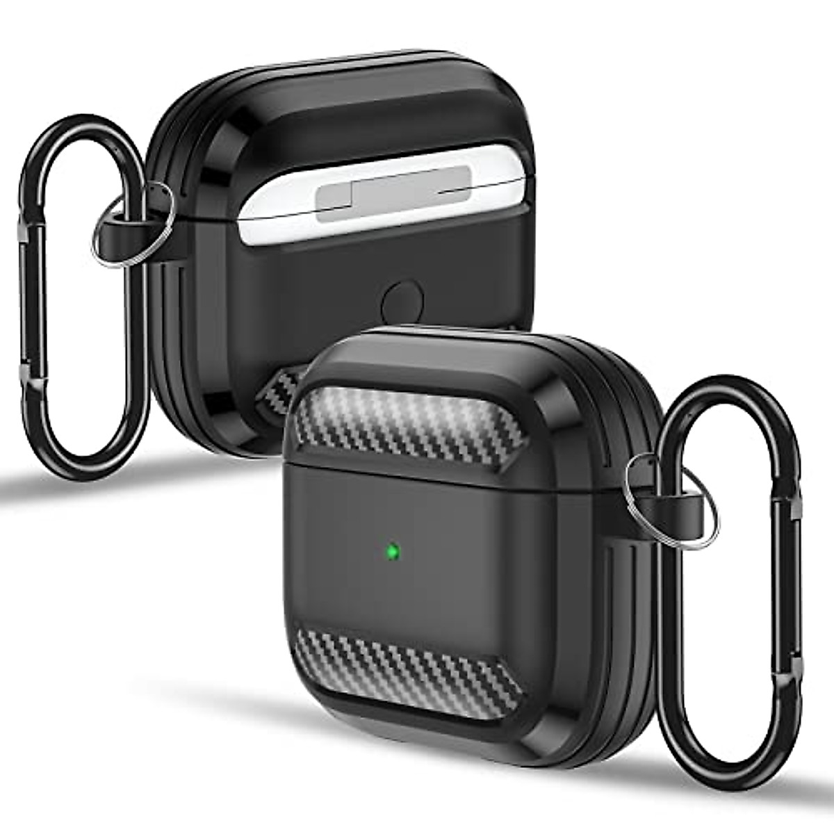 ORIbox Carbon Fiber Designed for Apple AirPods Pro Case, Full Protective Case Skin with Keychain - Fiber Black, ER500001