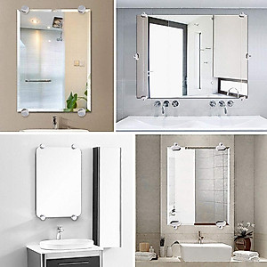 Wide Mirror Clip Set,Glass Shelf Bracket 4PCS, Polished Chrome