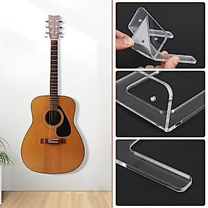 1 Set Guitar Hanger Hook Clear Acrylic Guitar Wall Mount Bracket Holder Stand with Screw for Electric Acoustic Guitar Ukulele Accessory