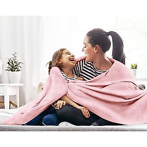 Utopia Bedding Dusky Pink 100% Cotton Blanket [Queen Size - 90x90 Inch] 350GSM Lightweight, Soft and Breathable Thermal Blanket for All Seasons