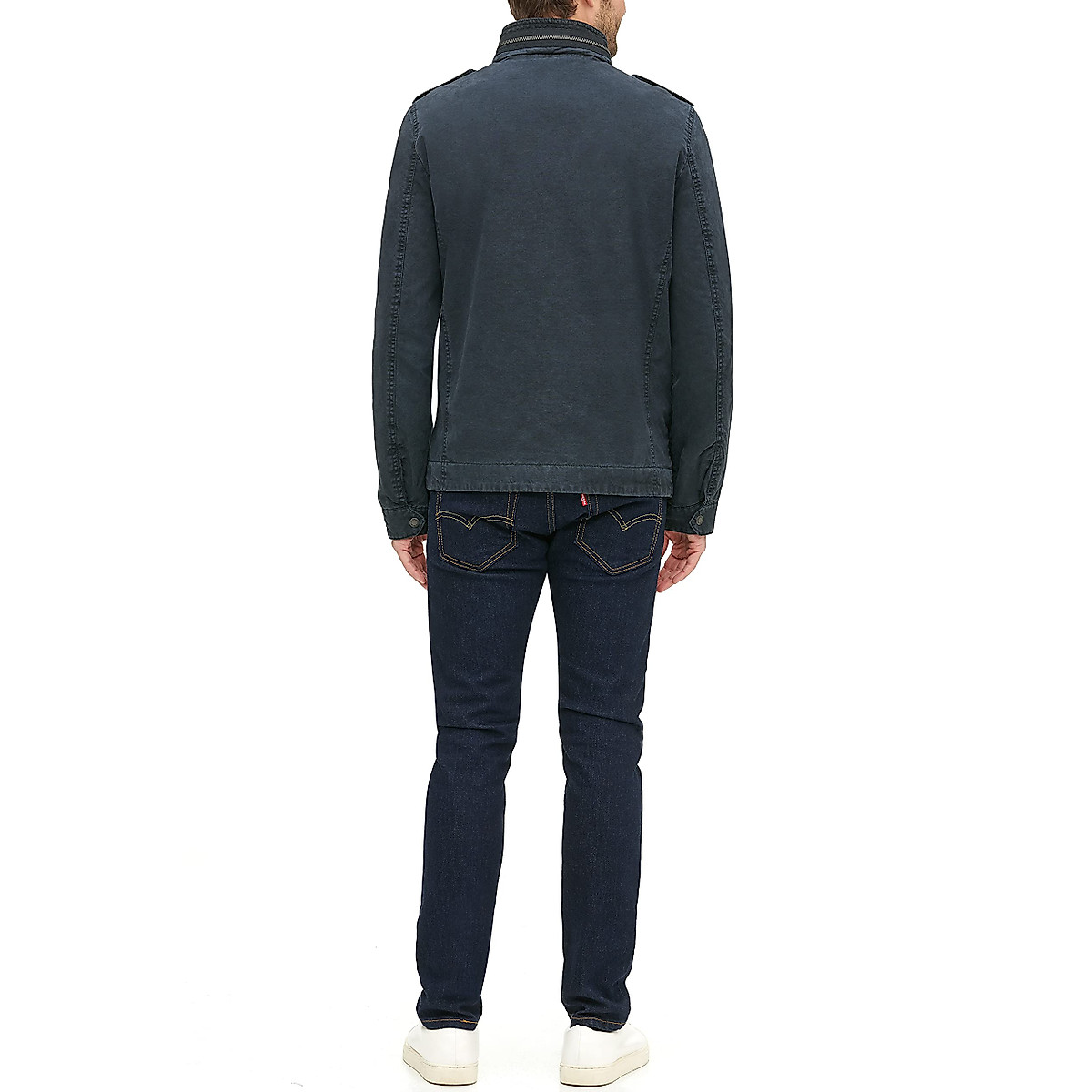 Levi's Men's Washed Cotton Two Pocket Military Jacket (Standard and Big & Tall), Navy Unfilled, Large