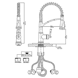 Bathfinesse Kitchen Sink Faucet Brushed Nickel with Pull Down Sprayer 3 Mode Commercial Faucet for Kitchen Sink Solid Brass Single Handle High Arc Pull Out RV Bar,Deck Plate Include