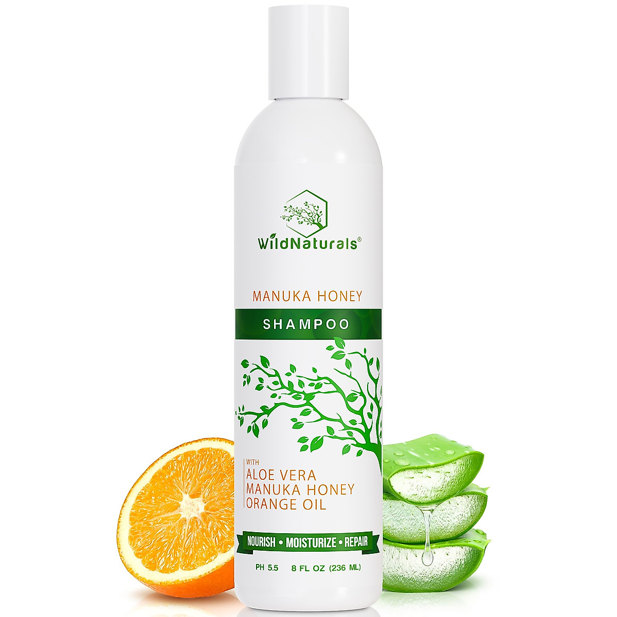 Wild Naturals Manuka Honey Shampoo for Eczema & Psoriasis – Hydrating Sulfate-Free Shampoo with Aloe Vera & Coconut Oil – Moisturizing Shampoo for Dry, Itchy Scalp